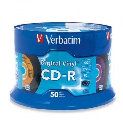 50 pack VERBATIM 52X CD-R Digital Vinyl 700MB Media Disc Spindle 94587 ...