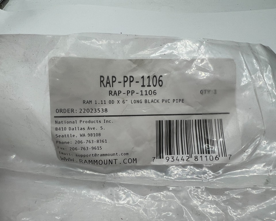 (QTY 3)RAM 1.11 OD x 6" Long Black PVC Pipe RAP-PP-1106 22023538 | eBay
