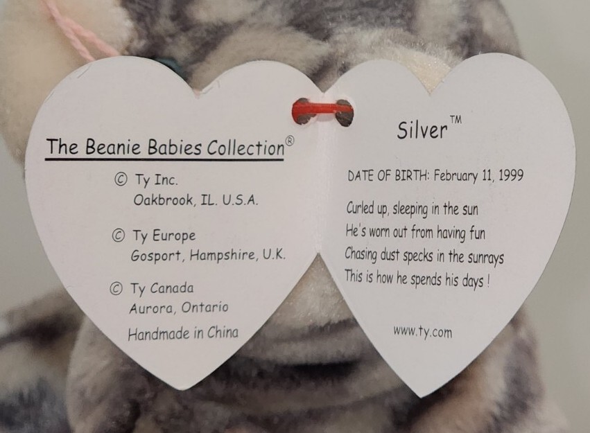 Ty Beanie Baby - SILVER the Gray Tabby Cat (8 Inch) NEW MWMTs Stuffed ...