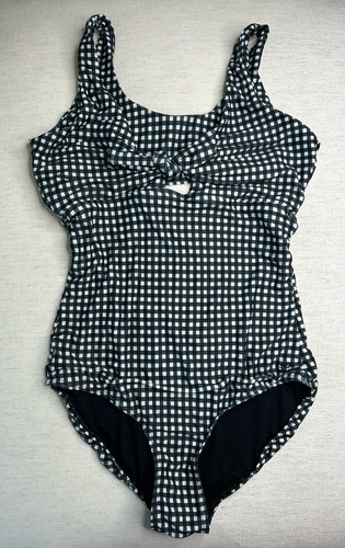 Albion Gingham Top Knot One Piece Swim Suit Black White Size Small | eBay