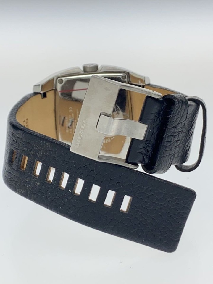 DIESEL DZ-1282 Quartz Analog Black Leather Oversized Watch Excellent ...