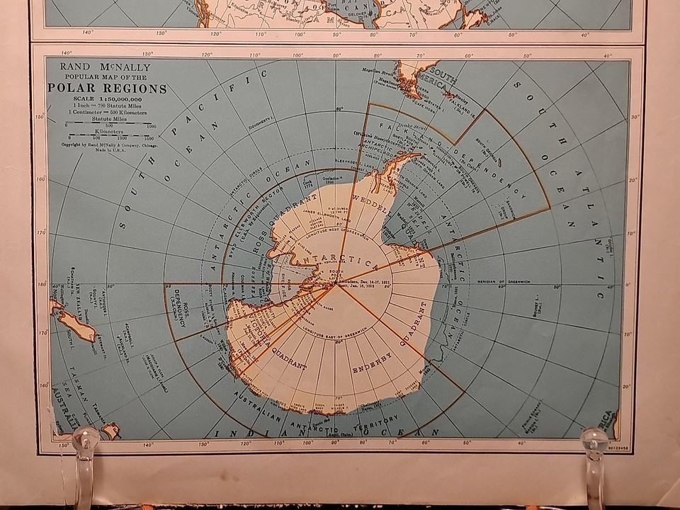 1940 Vintage POLAR REGIONS Map Antique from Collier's World Atlas ...