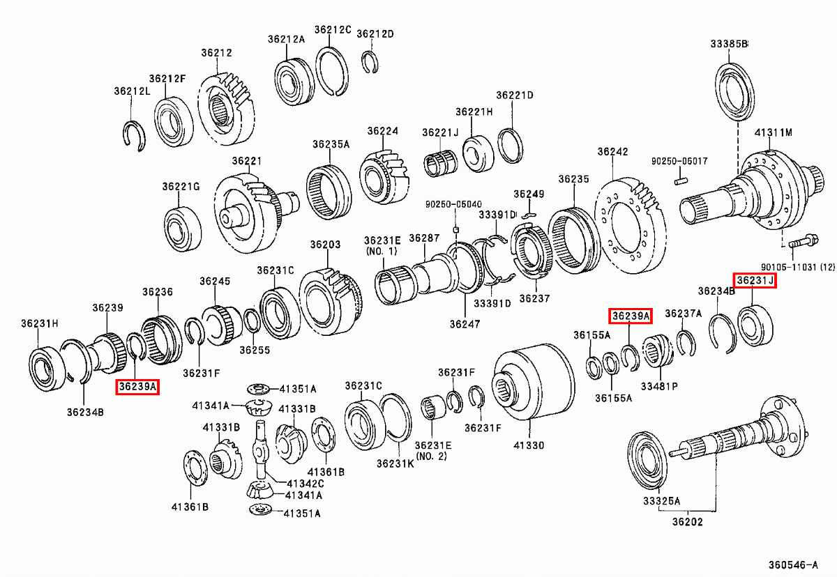 Genuine LandCruiser 105 Series HZJ FZJ Transfer Case Rear Output Shaft ...