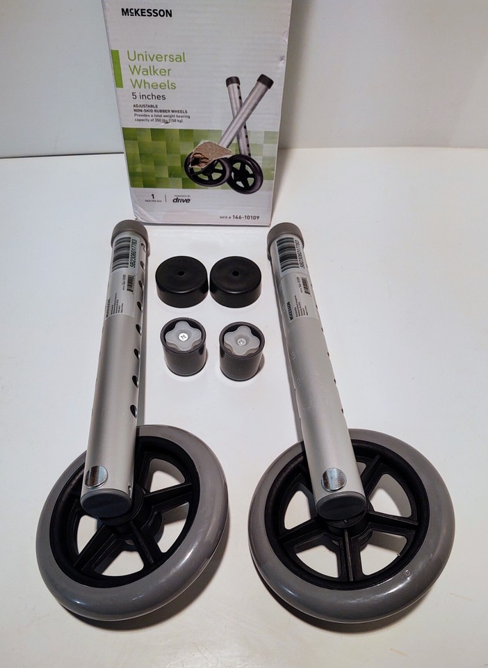 McKesson Universal Walker Wheels Adjustable 5 inches Rubber Wheels 1 ...