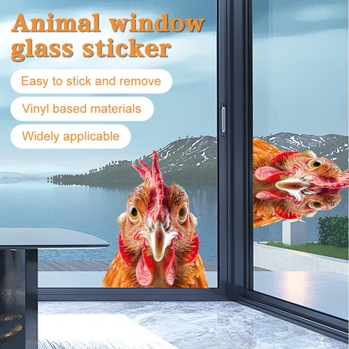 2X Rooster Sticker Colorful Waterproof Animal Showcase Glass Sticker ...