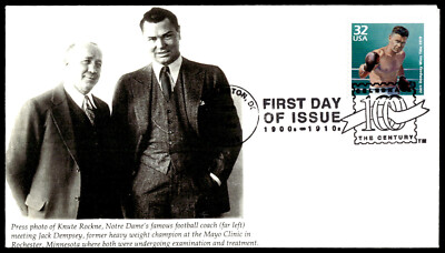 1998 Jack Dempsey Title FDC Press Photo w/Knute Rockne Bonnie Fuson ...