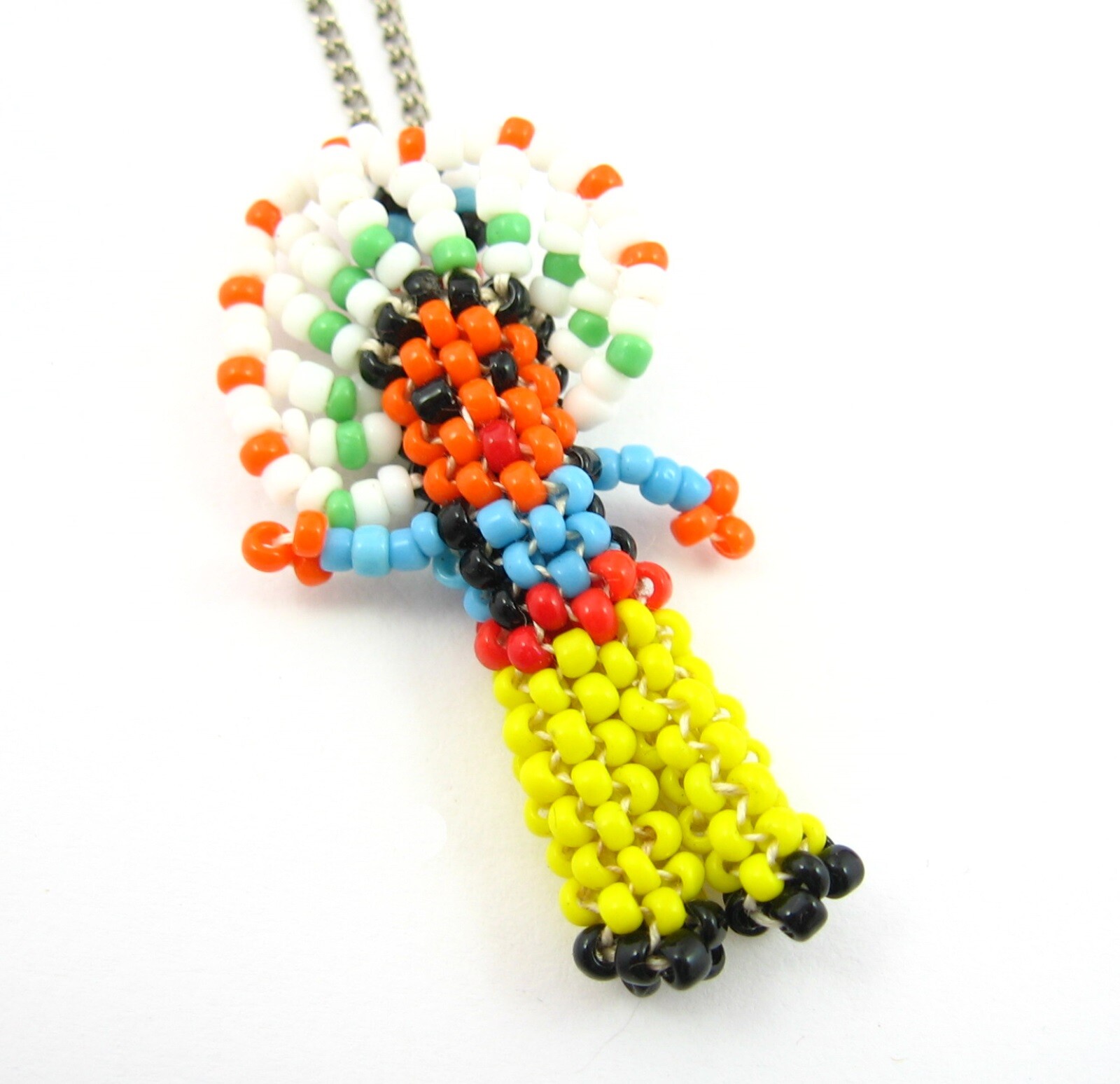 BEADED Native American Indian Figure PENDANT Vintage … - Gem