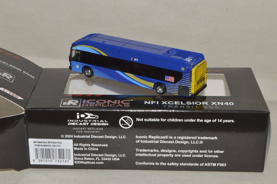 1:160 N scale diecast Iconic Replicas NFI Xcelsior XN40 transit bus MTA ...