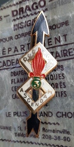 Insigne 3° REI Indochine LÉGION ÉTRANGÈRE Retirage Drago 1975 French ...