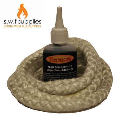 Stove/Fire Rope 8mm 3m Length & Glue Kit Woodburner Log Burner Door ...