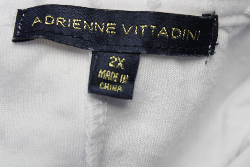 Adrienne Vittadini white textured cap slv pullover top w/unusual scoop ...