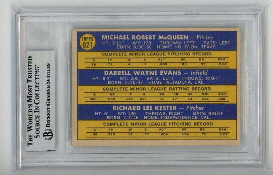 Darrell Evans Signed Auto 1970 Topps Rookie Rc Card Beckett Authentic ...