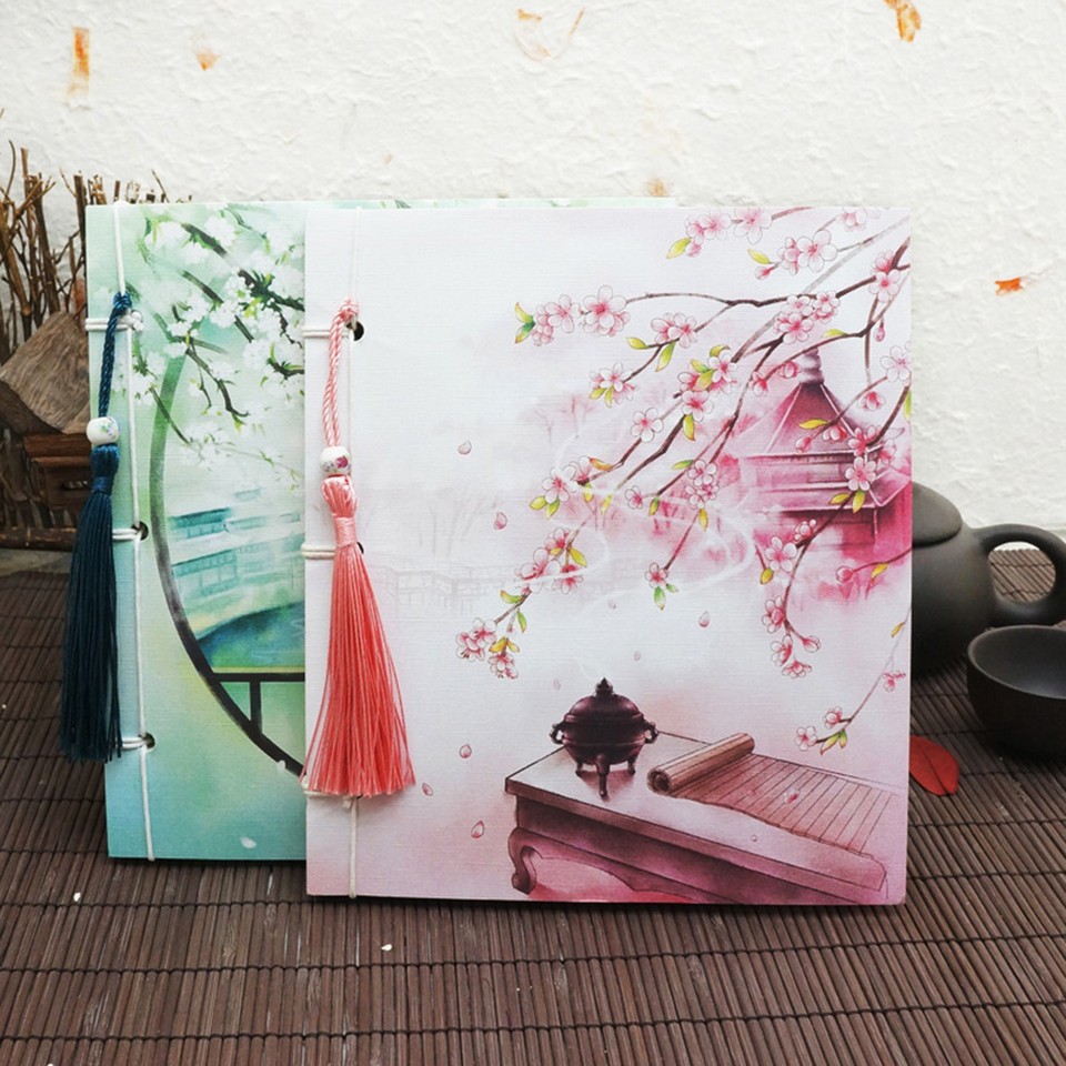 Retro Chinese Style 75-Sheet Ruled Notebook with Tassel, 6.9x5.9in ...