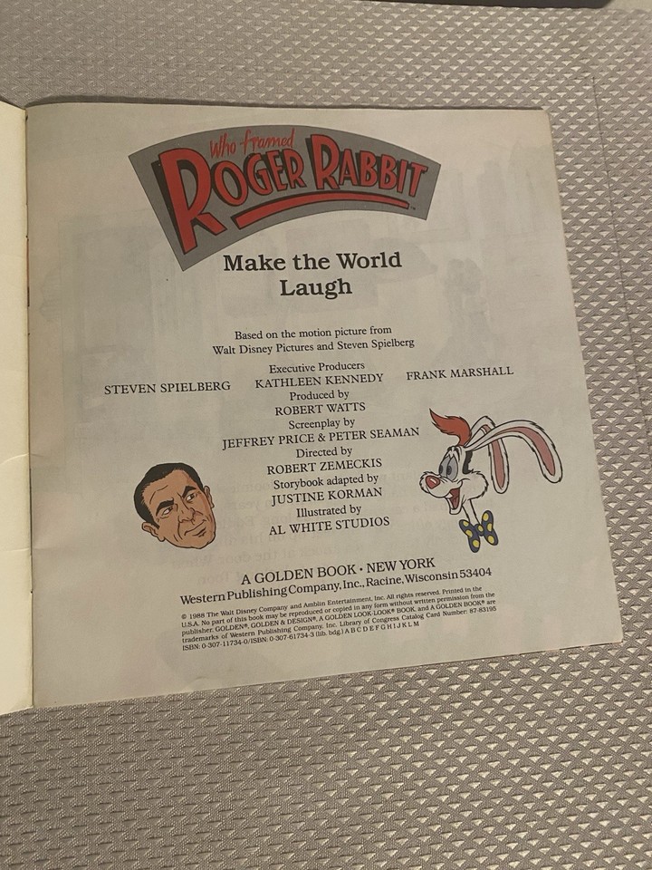 Who Framed Roger Rabbit Make The World Laugh Year 1988 Walt Disney ...