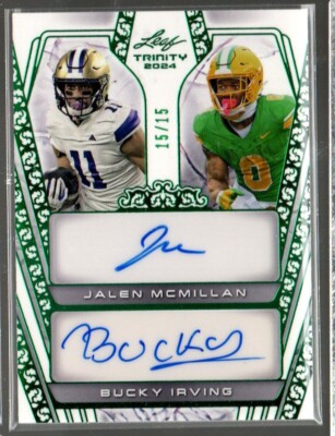 Bucky Irving Jalen McMillan 2024 Leaf Trinity Green Dual Auto /15 | eBay