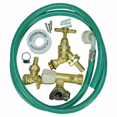 DELUXE BRASS OUTDOOR TAP KIT EXTERNAL GARDEN TAP & FITTINGS SET DIY ...