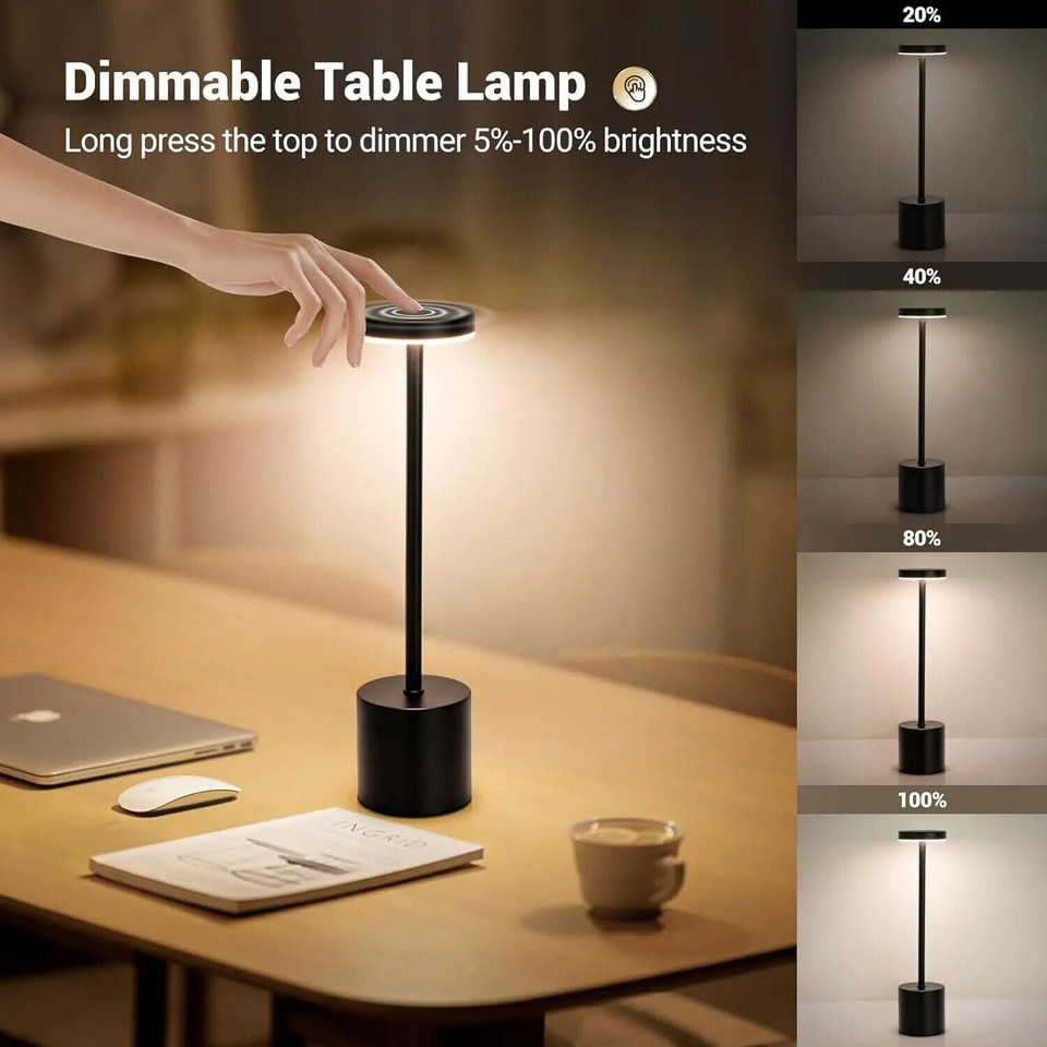 Cordless LED Touch Sensor Table Desk Lamps Dimmable Night Lights ...