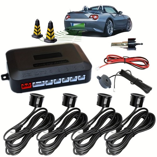 4 Parking Sensor Car Backup Reverse Rear Radar System Alert Alarm Kit ...