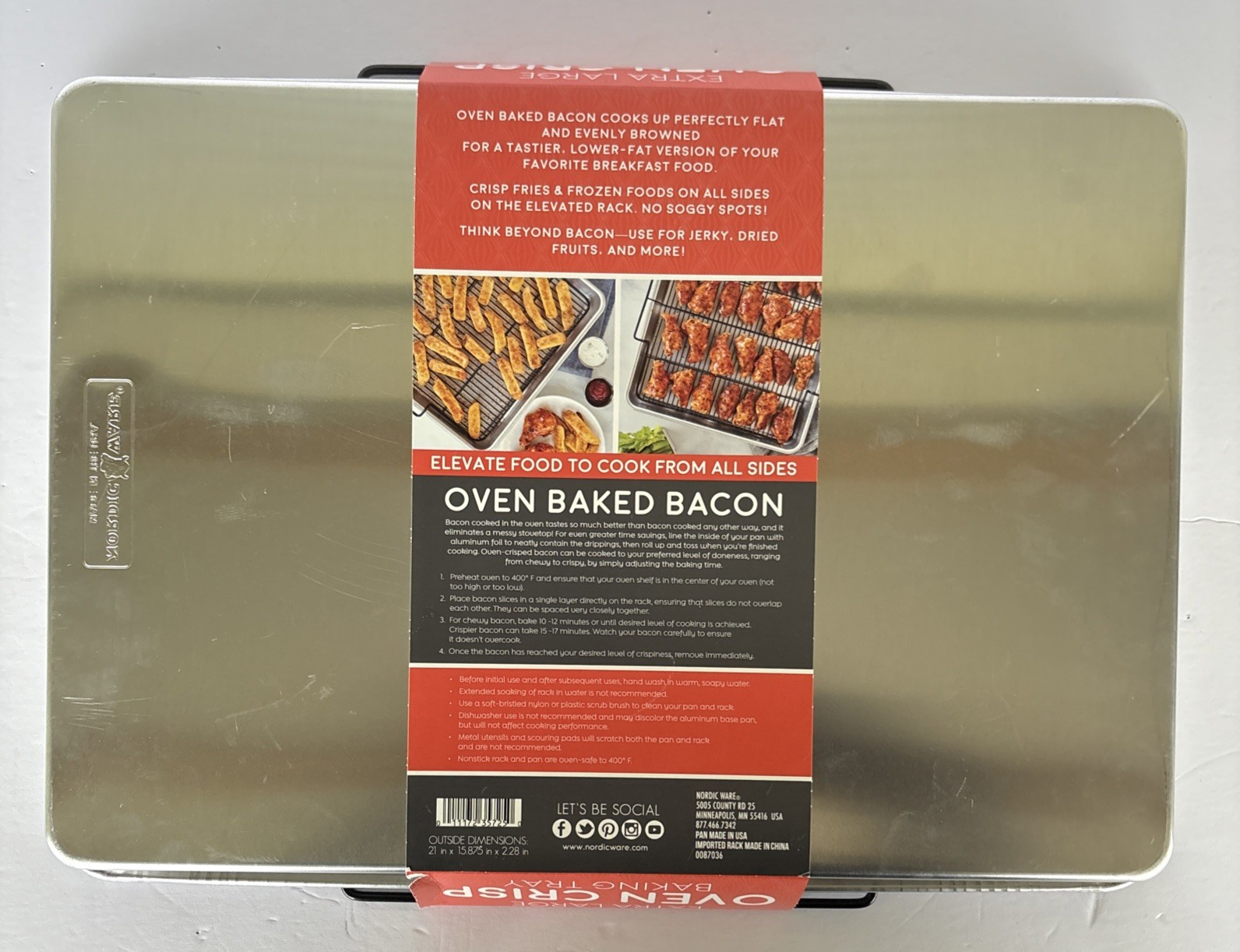 Nordic Ware Baking Tray 2 Pc Oven Air Crisp Tray XL 15”x21” Bacon Fries ...