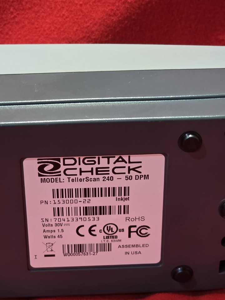 Digital Check TellerScan TS240 Check Reader Tested No Power Supply | eBay