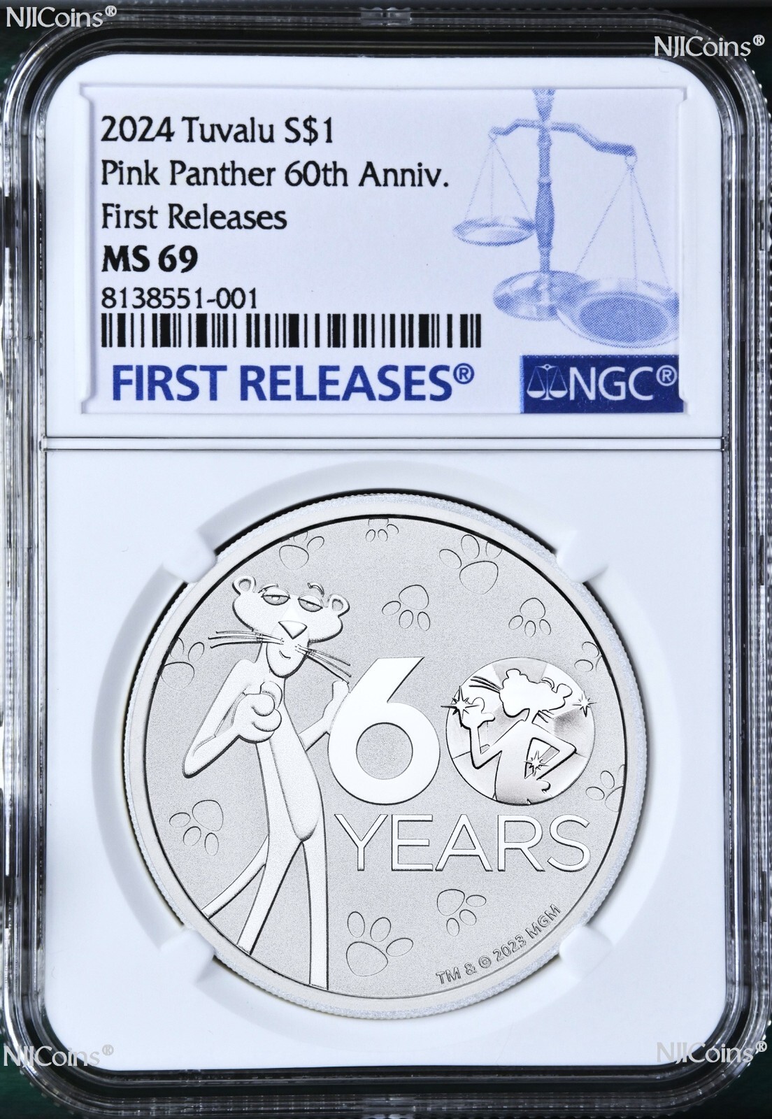 2024 PINK PANTHER 60TH ANNIVERSARY 1oz .9999 Silver $1 Bullion COIN NGC ...