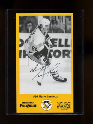 1988-89 Cameron Coca-Cola Autographed MARIO LEMIEUX Pittsburgh Penguins ...