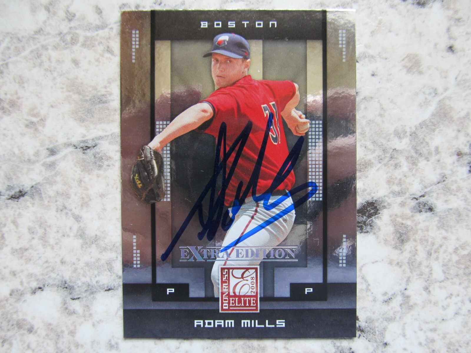 Red Sox Adam Mills Signed Autographed 2008 Donruss Elite Extra Edition ...