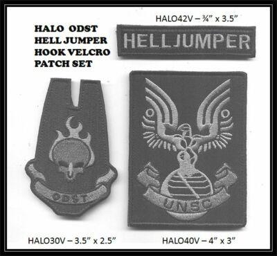 HALO TACTICAL GRAY/BLK ODST VEL-KRO HELL JUMPER PATCH SET - HALO30V-40V ...