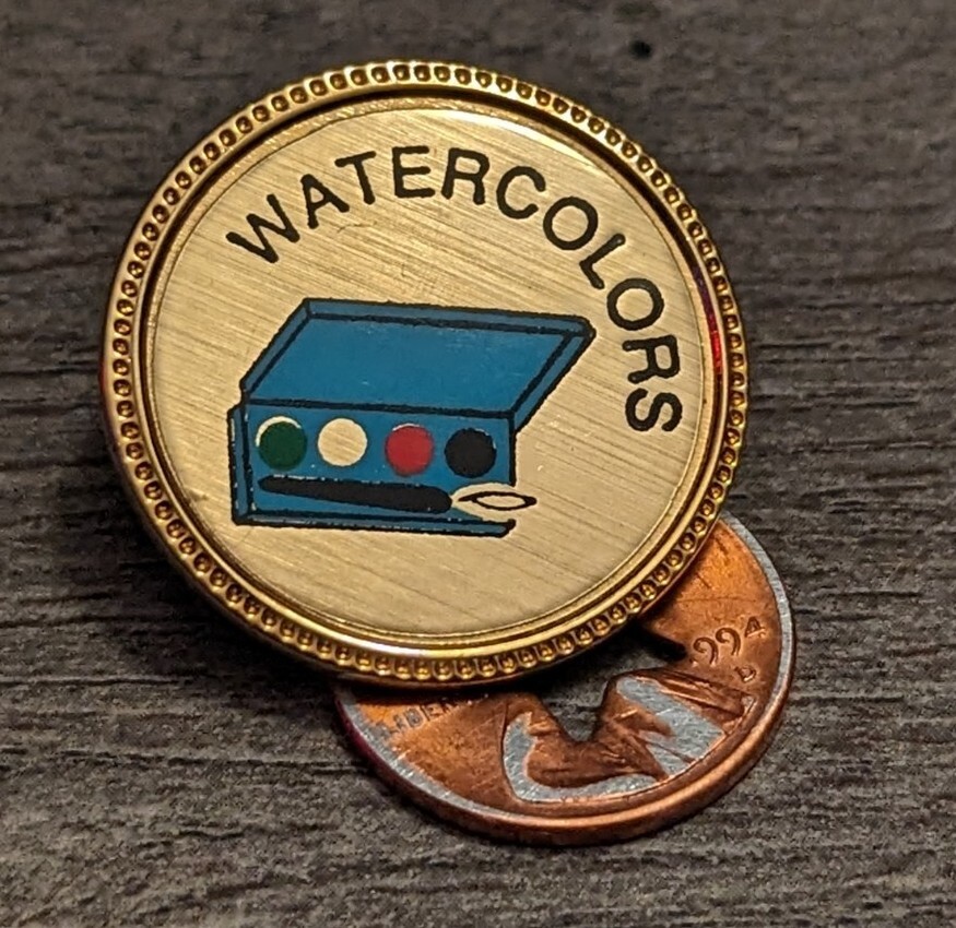 Boy Scouts or Girl Scouts Water Color Merit Badge Gold-Tone Vintage Pin ...