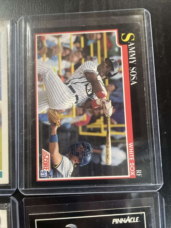 Lot 4 91, 92, Score 91 Upper Deck, 92 Pinnacle Sammy Sosa RC Error DOB ...