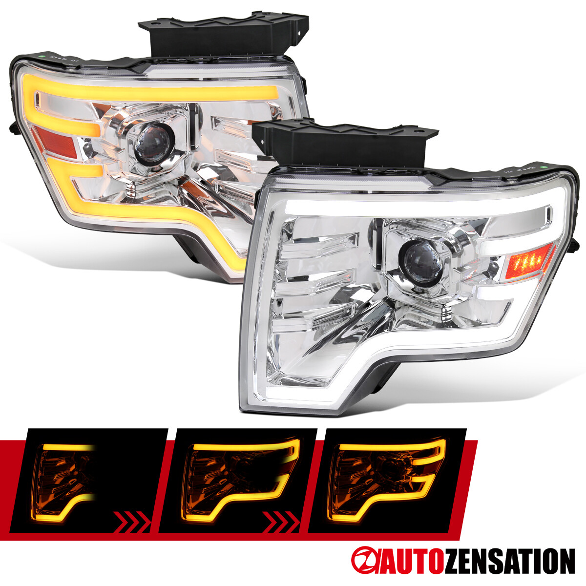 Dynamic LED Fit 2009-2014 Ford F150 F-150 Projector Headlights ...