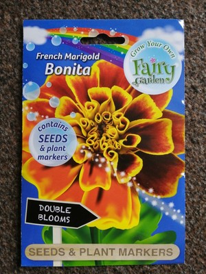 French Marigold Bonita - Seeds and Plant Markers - Double Blooms Approx ...