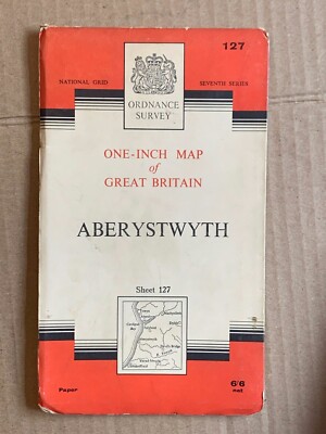 OS Ordnance Survey One Inch Paper Map, of Aberystwyth, Sheet 127,1966 ...
