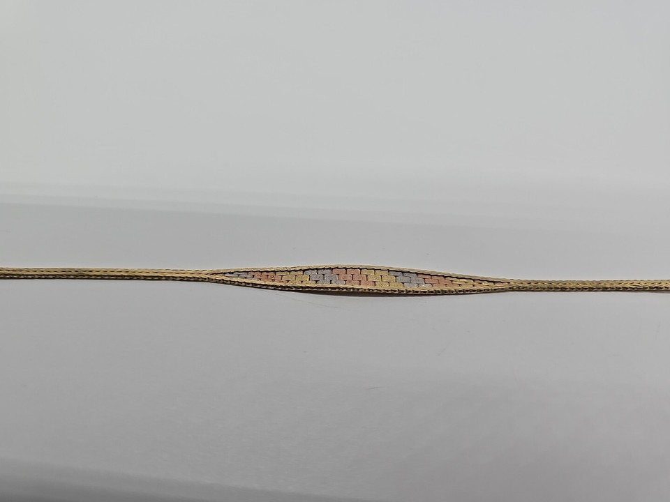 Vintage 14K Italian Tri-Color Solid Gold Bracelet Basket Weave Mesh 7 ...