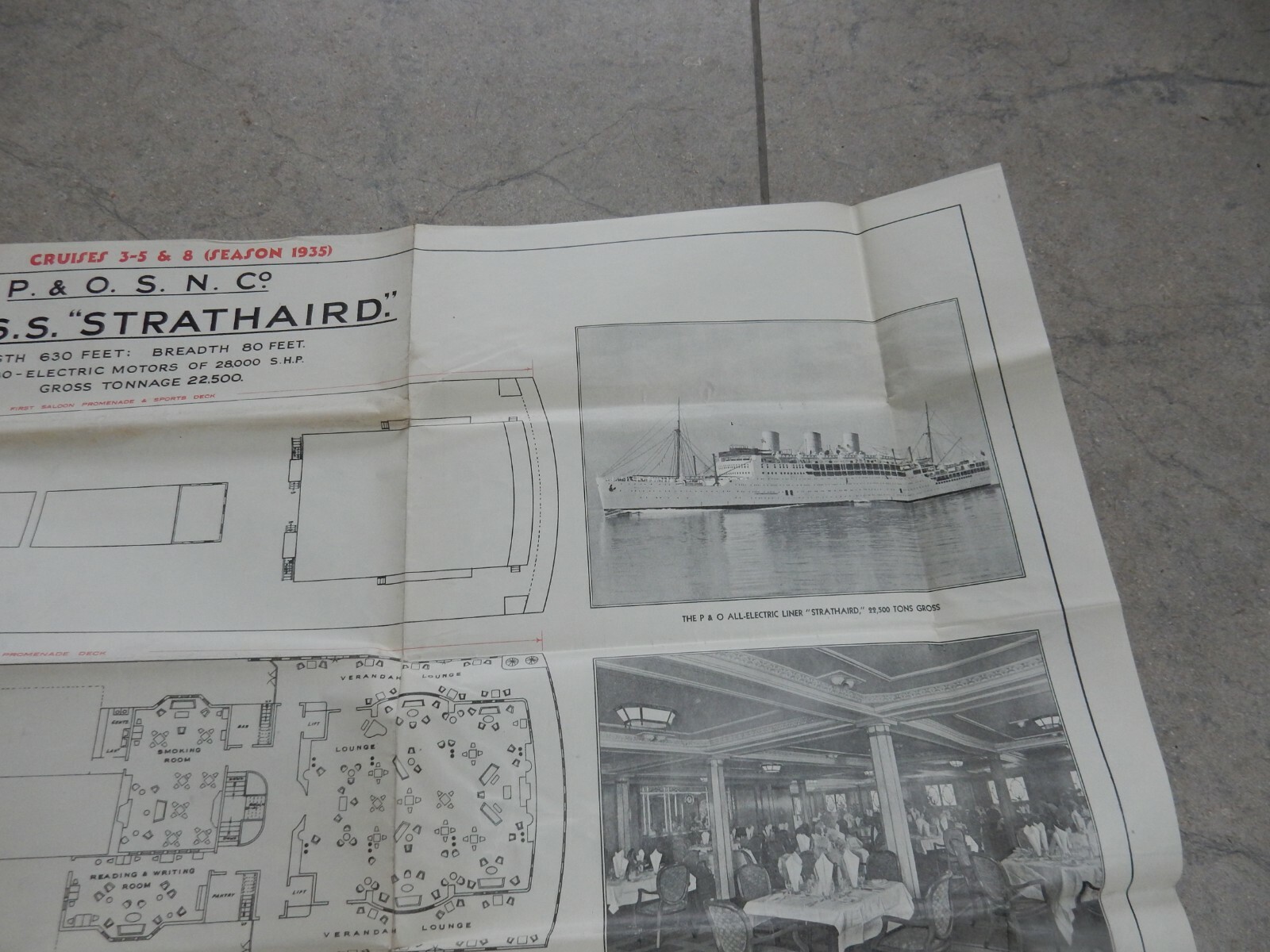 P&O SS STRATHAIRD LARGE SHIPS PLAN IDEAL TO FRAME APPROX 84/94cm | eBay UK