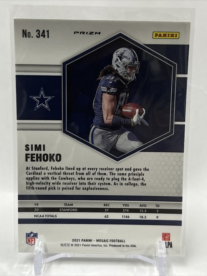 2021 Mosaic #341 Simi Fehoko Reactive Yellow Prizm RC Rookie Card | eBay