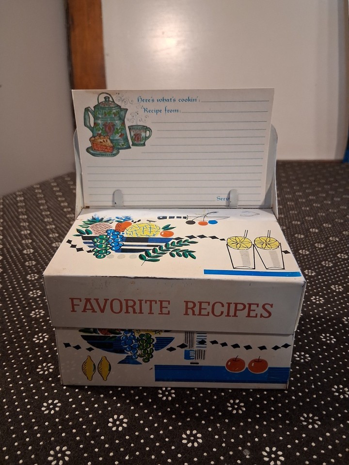 Vintage Recipe Box Favorite Recipes Tin Metal Made in Japan + Original ...