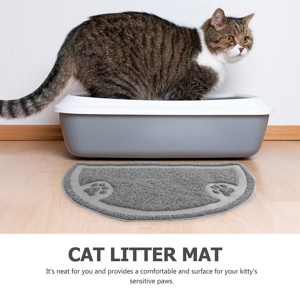 2Pcs Cat Litter Box Mat Cartoon Cat Litter Mat Non-slip Litter Box Mat ...