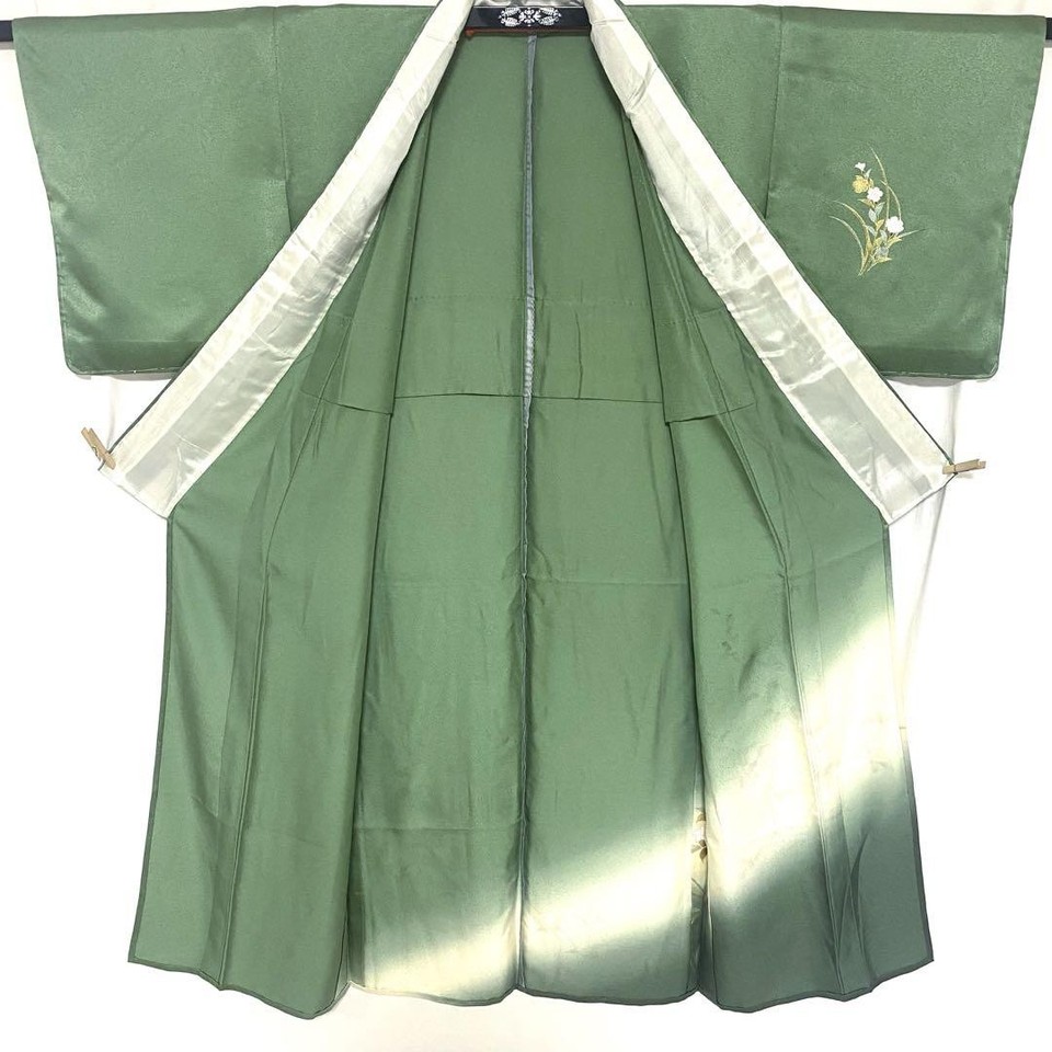 Kimono Women's Furisode Silk Green Gold Pink Blue Pearl-Pattern Used ...