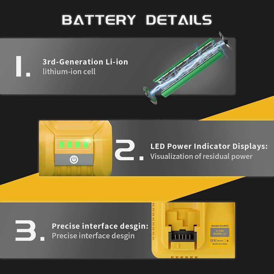 2PCS For Dewalt 20V/60V MAX FLEXVOLT 9 Ah Lithium-Ion Battery DCB609 ...