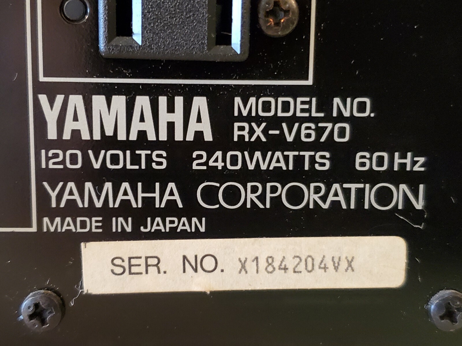 Yamaha RX-V670 A/V Home Theater Receiver. Amber display color. Tested ...