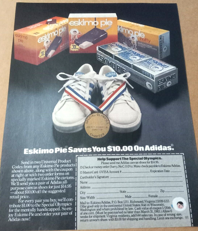 1982 print ad - Eskimo Pie ice cream bars Special Olympics Adidas ...