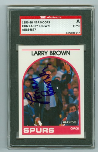 Larry Brown Autograph 1989-90 Hoops Coach Card 102 Clipper SGC ...