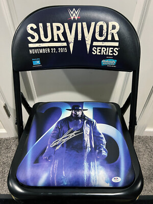 THE UNDERTAKER Autographed SIGNED WWE SURVIVOR SERIES '15 Used Chair ...