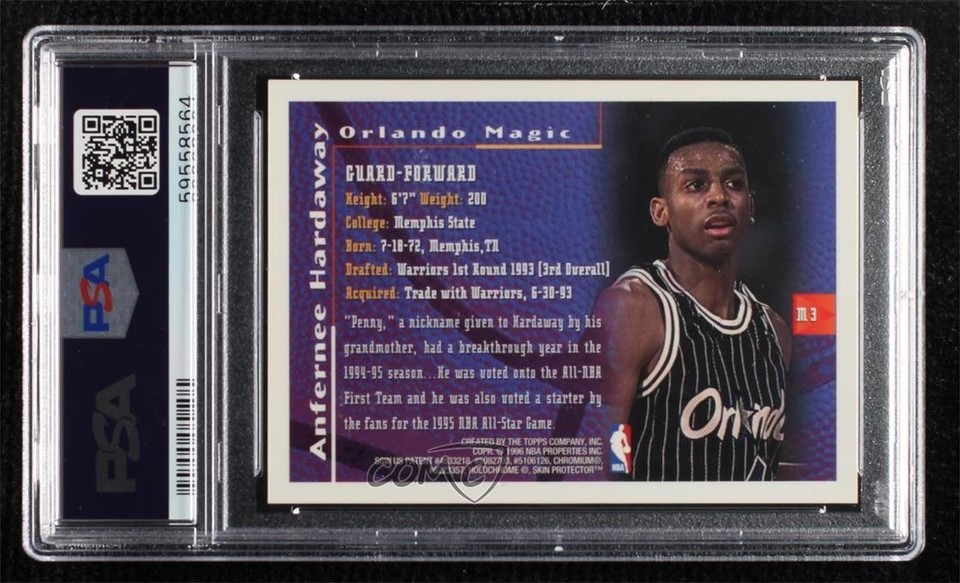 1995-96 Topps Finest Mystery Finest Bordered Anfernee Hardaway #M3 PSA ...