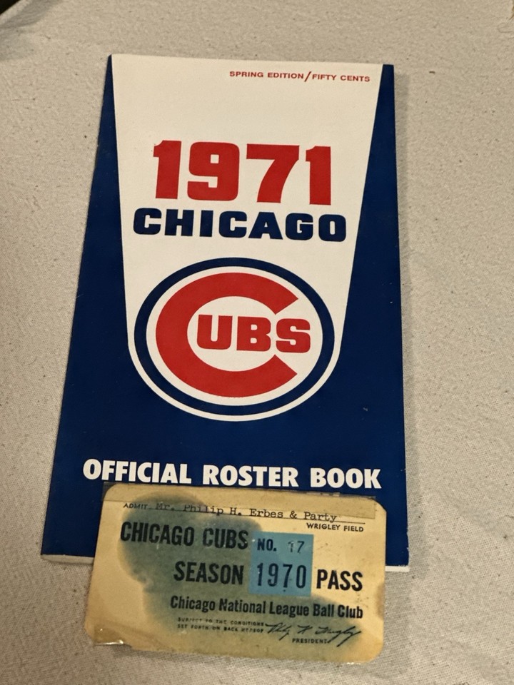 CHICAGO CUBS 1971 PRESS TV RADIO OFFICIAL ROSTER BOOK And Annual Pass ...