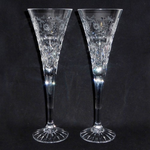 Set of 2 Rogaska Crystal GALLIA Toasting Champagne Flutes Mimosa ...