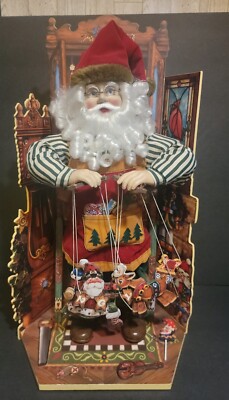VTG Animatronic Santa Claus Toy Shop Music Box Marionette Puppets RARE ...