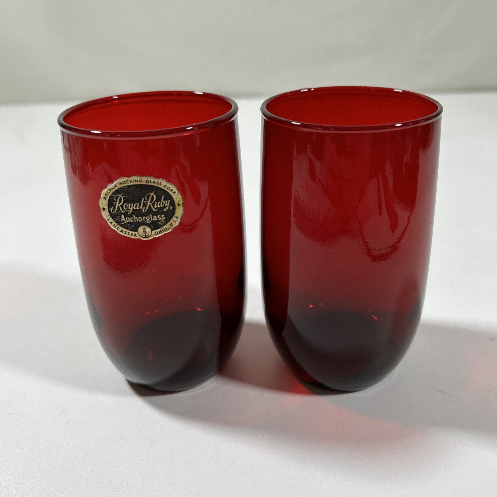 NWT (6)~ 9 Oz Flat Tumblers - Roly Poly Royal Ruby by ANCHOR HOCKING 4. ...