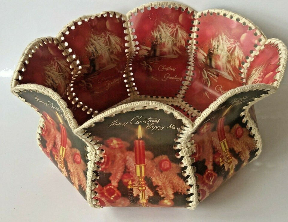 Vintage Large Christmas Card Basket Hand Crocheted | eBay